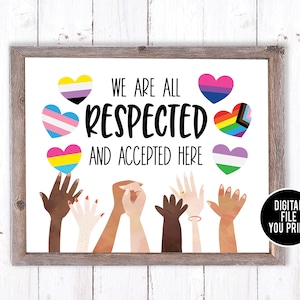 Diversity Classroom Pride Printable Poster, LGBTQ Inclusion, Kindness ...