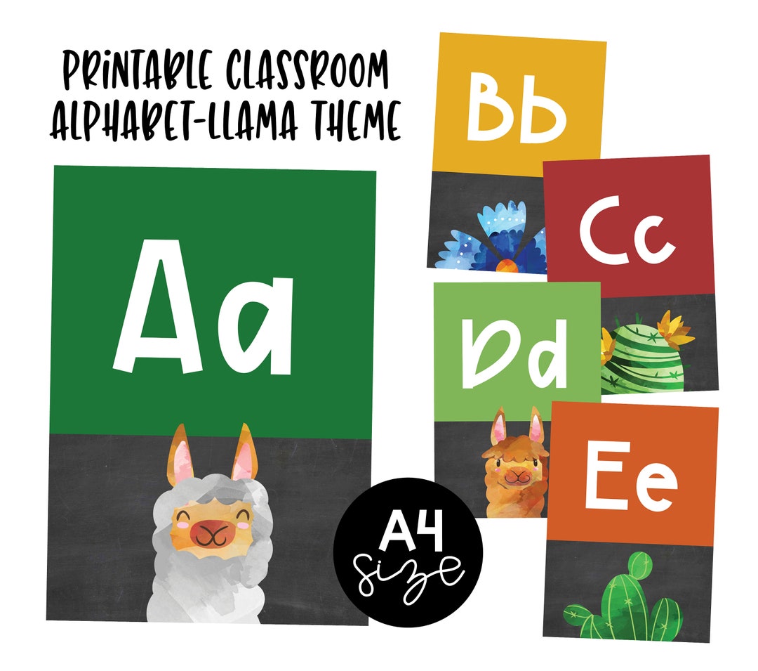 Alphabet Classroom Posters PRINTABLE | Llama Classroom Decor ...