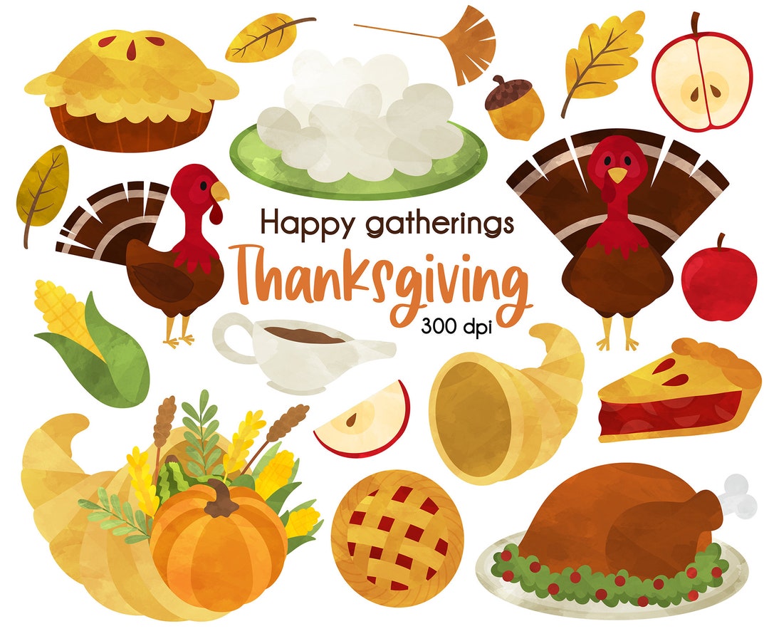 Thanksgiving Clipart Bundle, Cornucopia Clipart, Turkey Autumn Clipart ...
