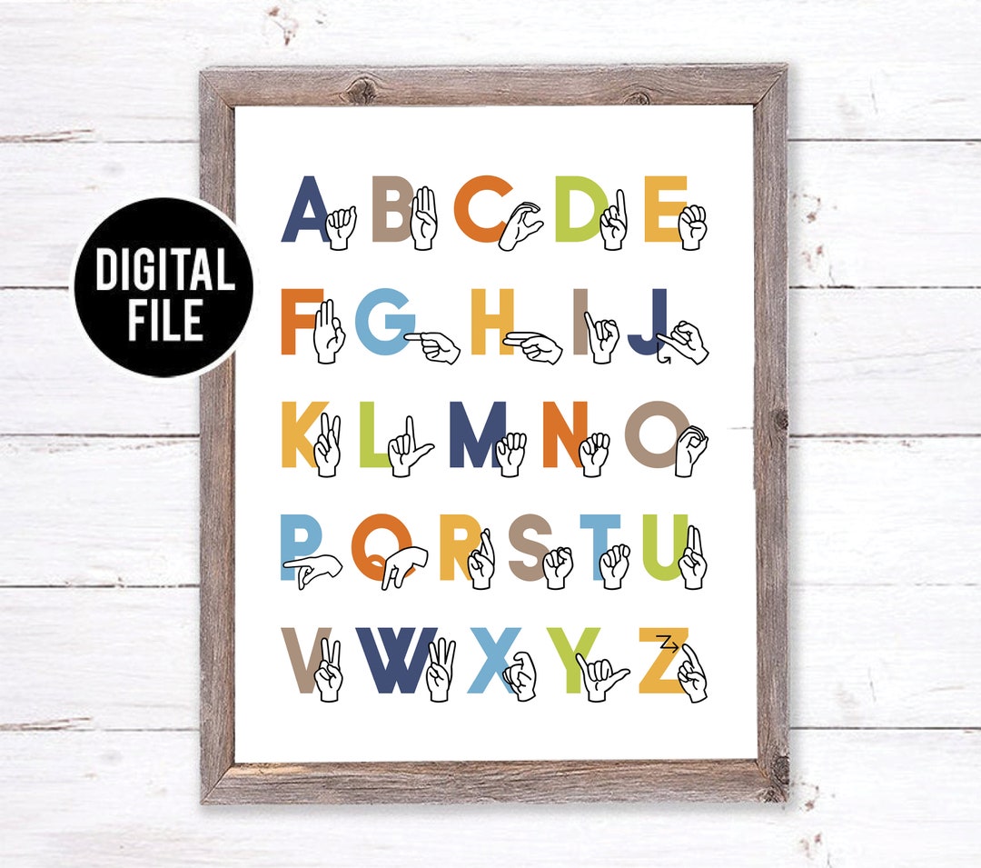 ASL Alphabet Art - Modern Nursery Art - Alphabet Printable Wall Art ...
