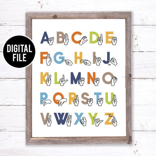 ASL Sign Language Alphabet Art Modern Nursery Art Alphabet - Etsy