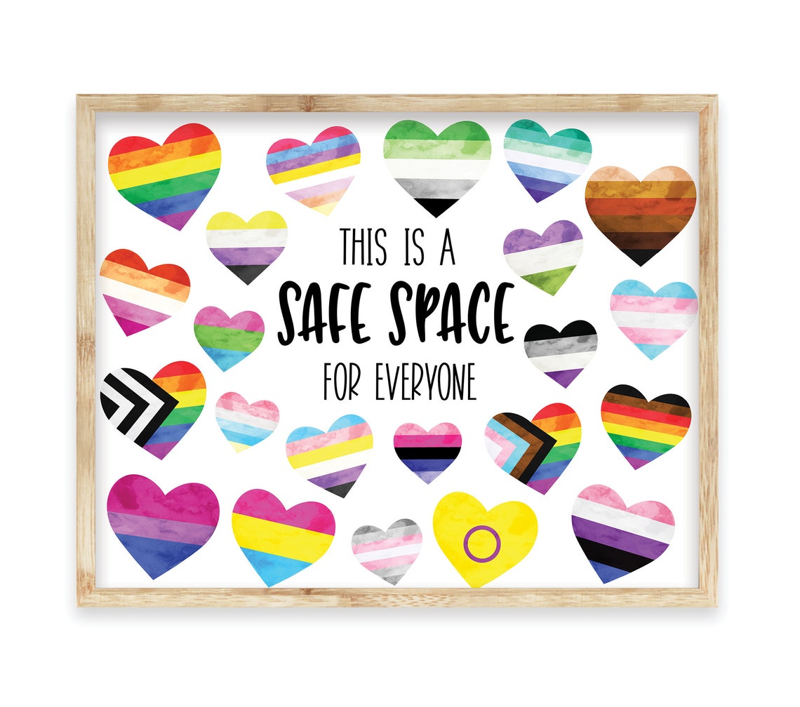 Safe Space for Everyone Poster Printable Pride Flag Hearts - Etsy