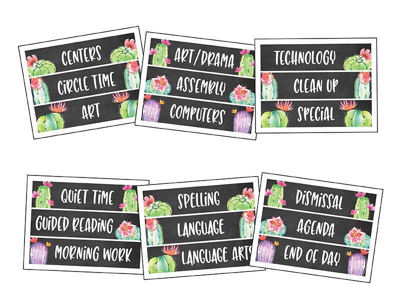 PRINTABLE Classroom Schedule, Cactus Themed Classroom, Visual Timetable ...