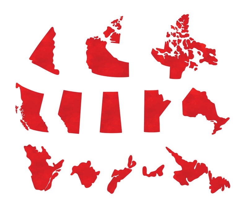 Canada Map Clipart Canada Provinces and Territories Clipart - Etsy
