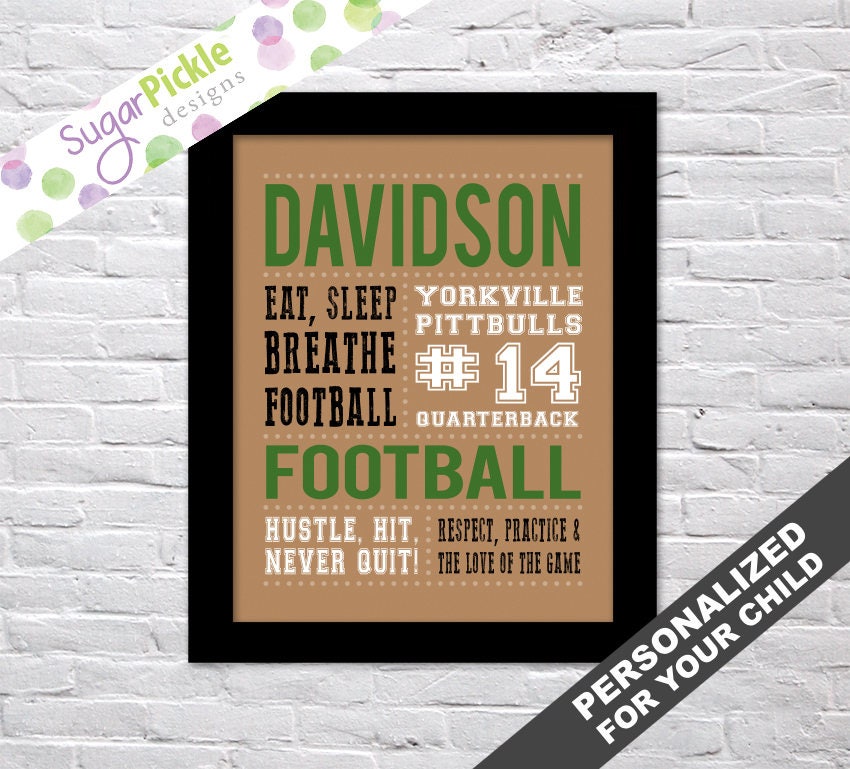 Dad Football Gift Personalized Football Art Football Player | Etsy