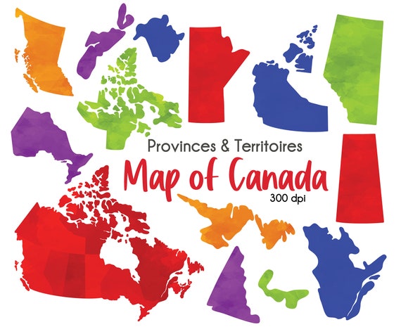 Canada Map Clipart Canada Provinces and Territories Clipart - Etsy