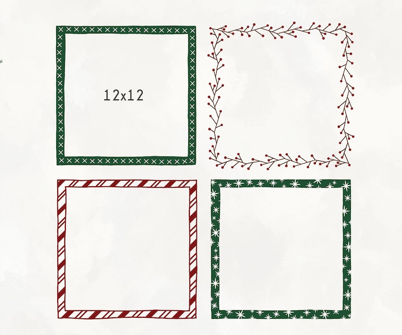 Hand Drawn Christmas Border Clipart Holiday Borders - Etsy