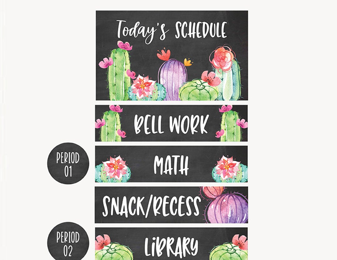PRINTABLE Classroom Schedule, Cactus Themed Classroom, Visual Timetable ...
