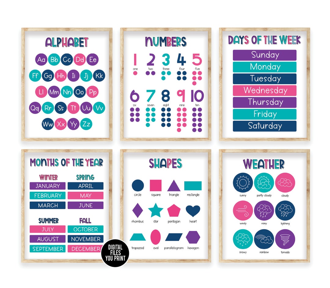 Education Printables Set of 6 · Classroom Homeschool Pre-school ...