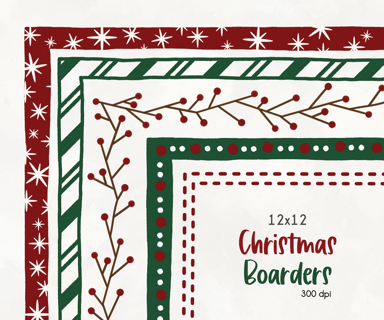 Hand Drawn Christmas Border Clipart Holiday Borders - Etsy