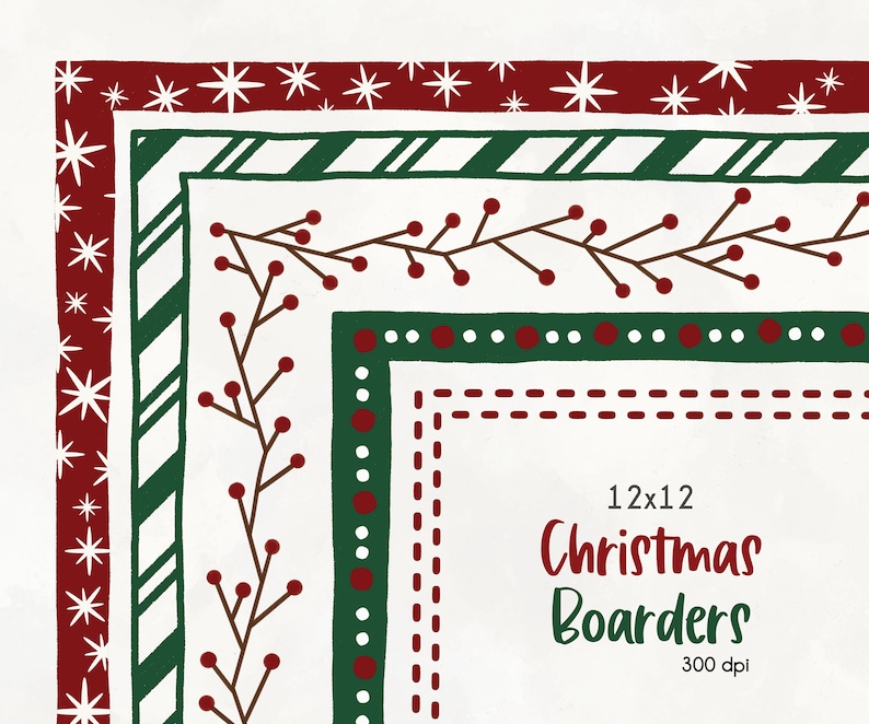 Hand Drawn Christmas Border Clipart Holiday Borders - Etsy