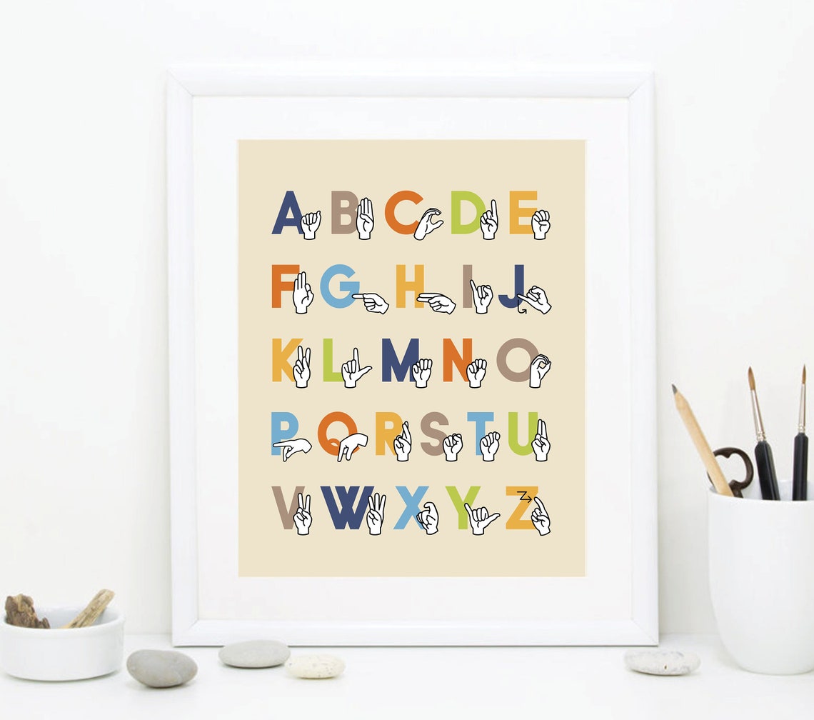 ASL Sign Language Alphabet Art Deaf Awareness CODA finger | Etsy