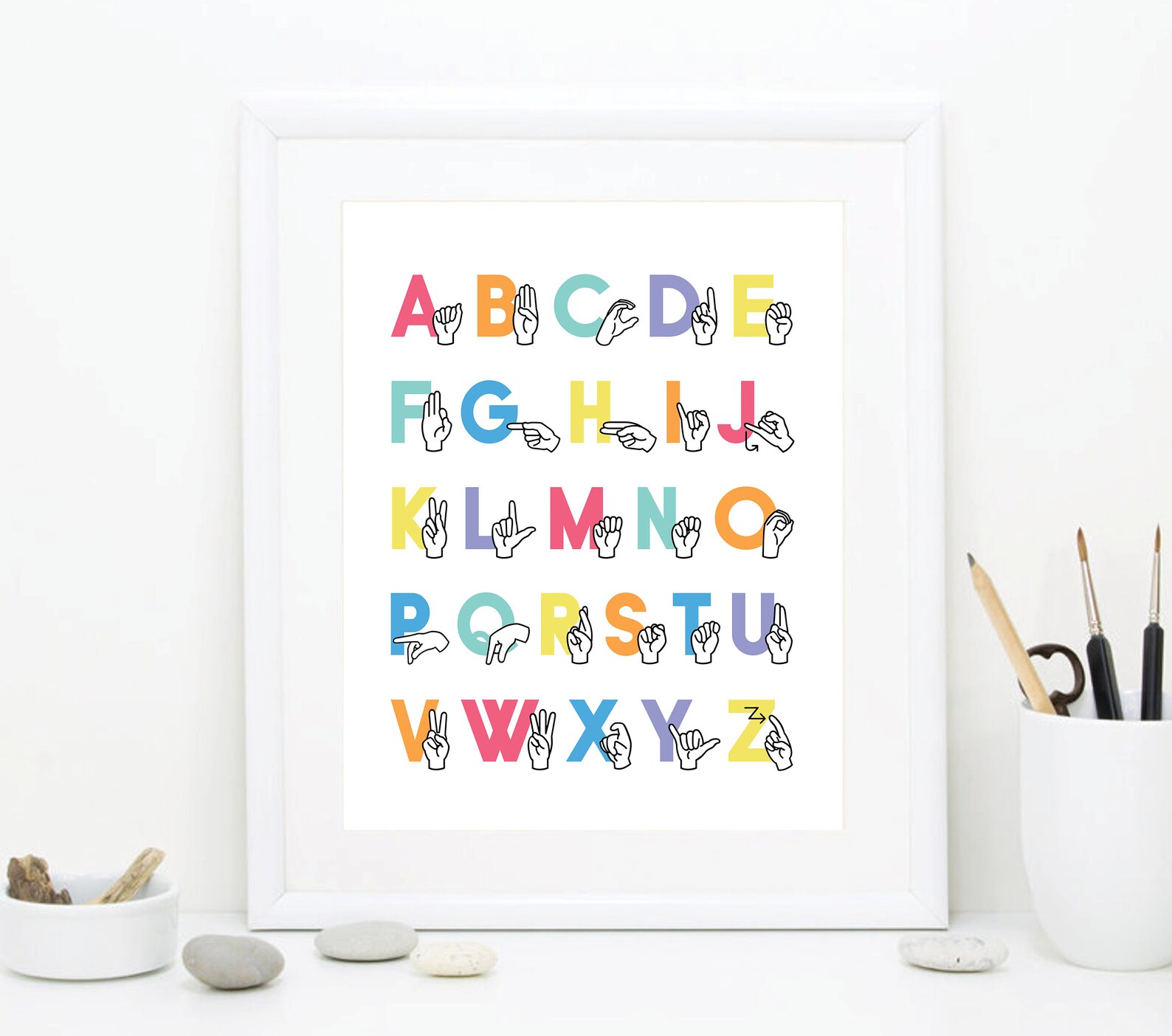ASL Sign Language Alphabet Art Modern Nursery Art Alphabet - Etsy