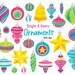 Retro Vintage Christmas Ornaments Clipart, Star Ornament, Pink Teal and ...