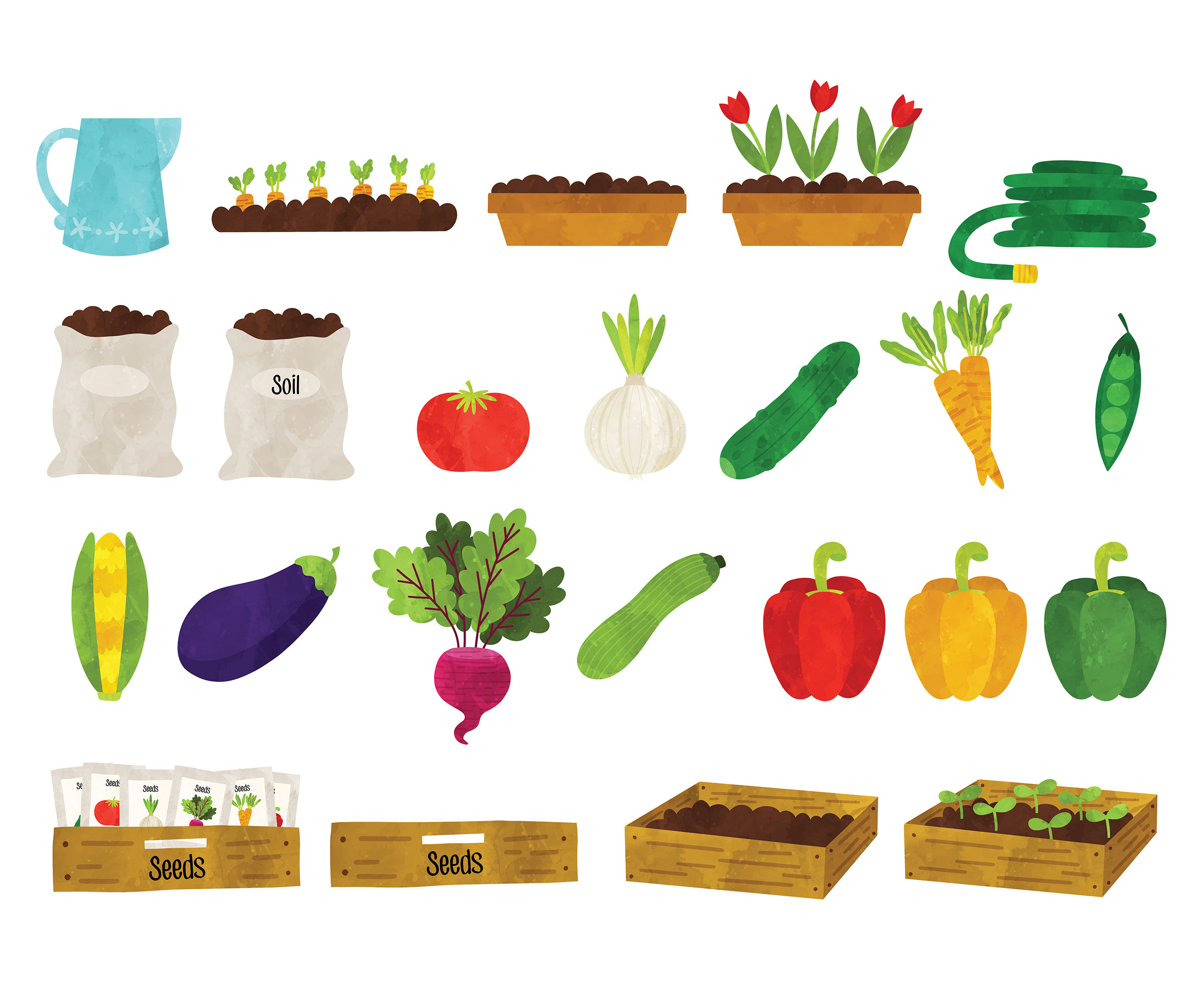 Garden Clipart Bundle Vegetable Clip Art Greenhouse - Etsy
