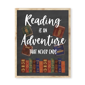 Reading is an Adventure Classroom Decor Poster PRINTABLE, Classroom ...