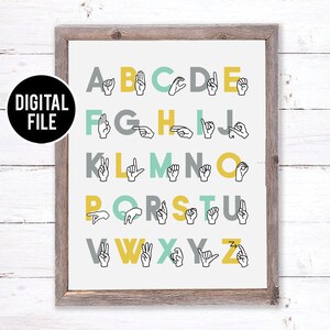 Printable ASL Alphabet Art Wall Decor Sign Language Alphabet - Etsy