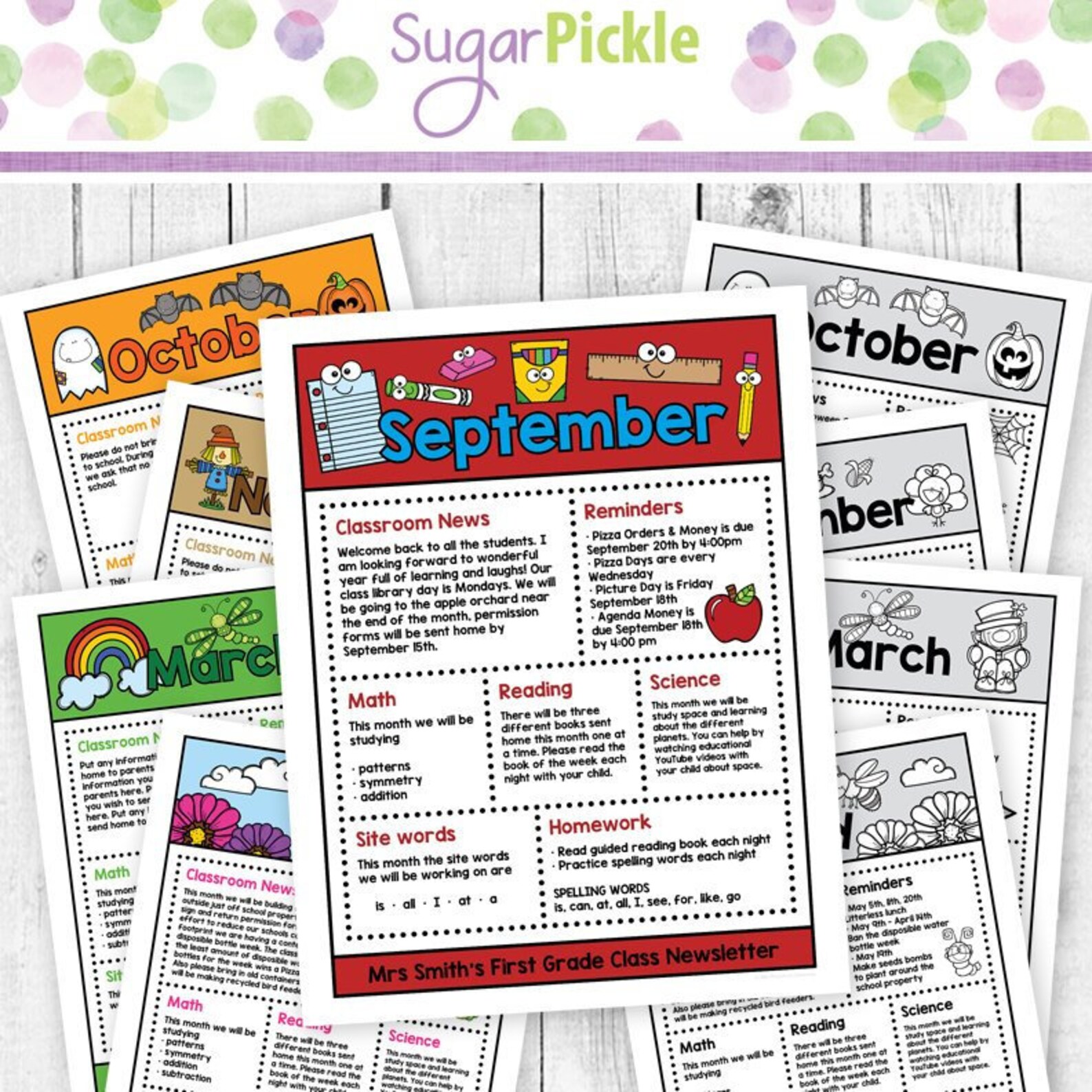 Class Newsletter Editable Newsletter for a Kindergarten - Etsy