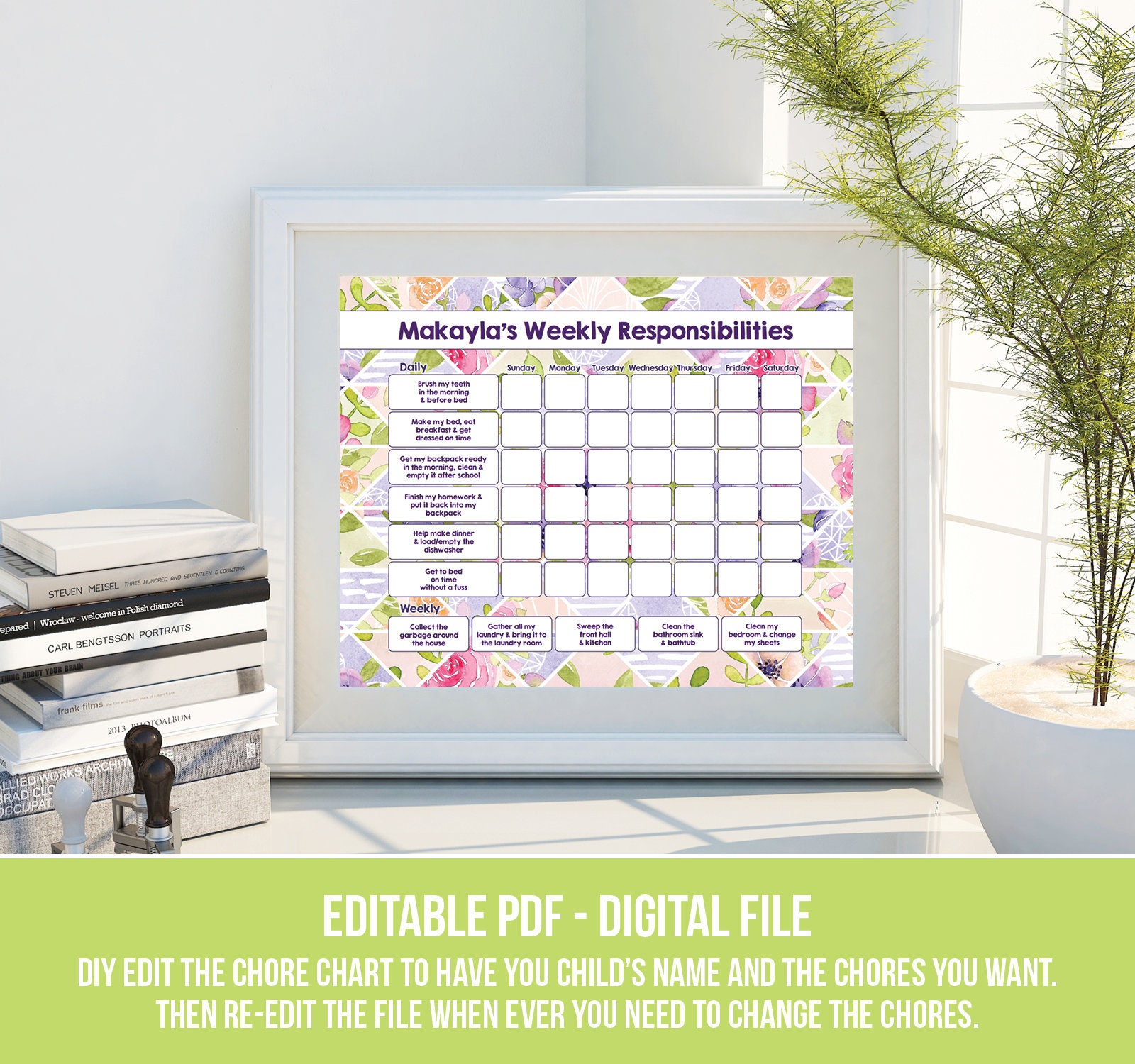 Printable Teen Chore Chart Editable Chore Chart for Teens | Etsy