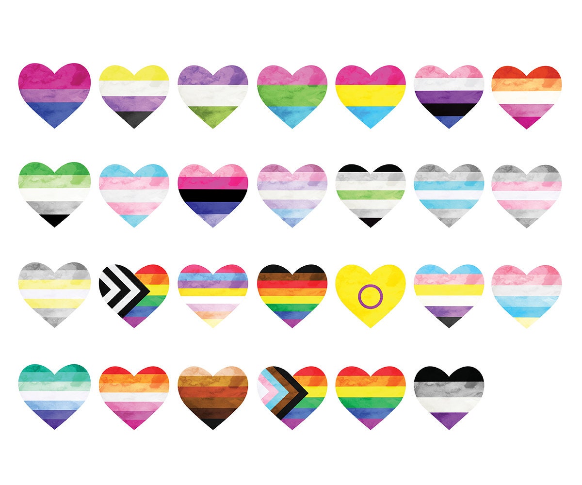LGBTQ Pride Flag Heart Clipart.lesbian Pansexual Queer | Etsy