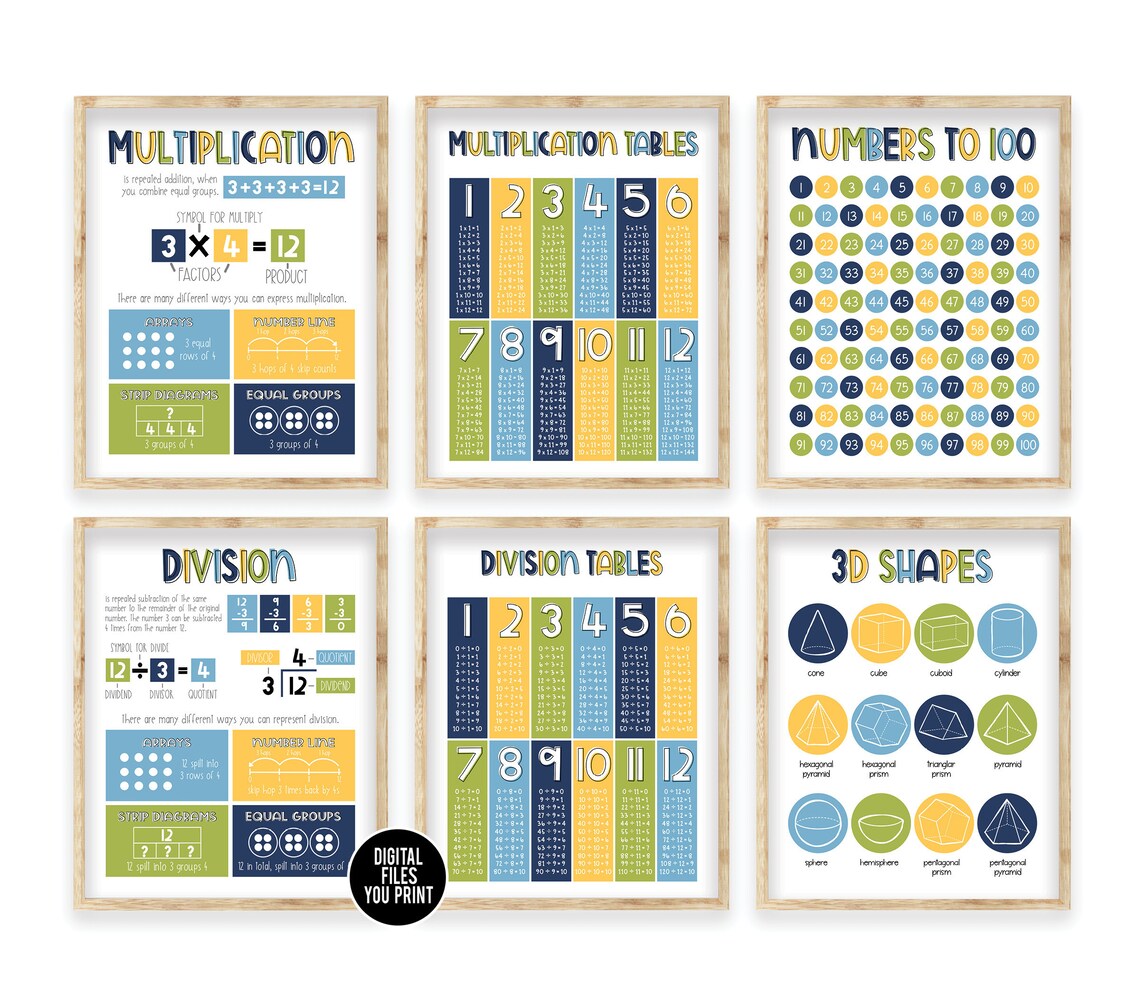 Math Learning Educational Printable Bundle Set Playroom | Etsy