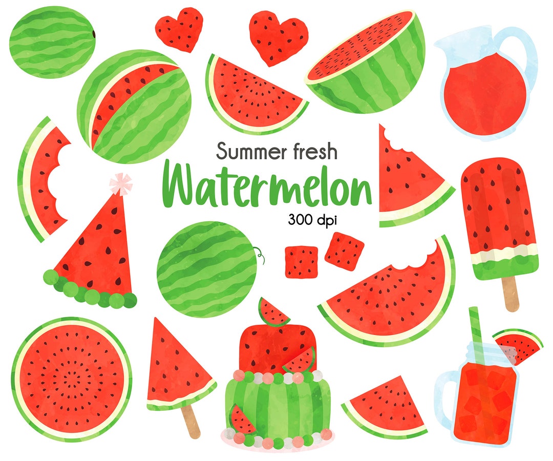 Watermelon Clipart, Summer Clipart, Fruit Clipart, Juicy Watermelon ...