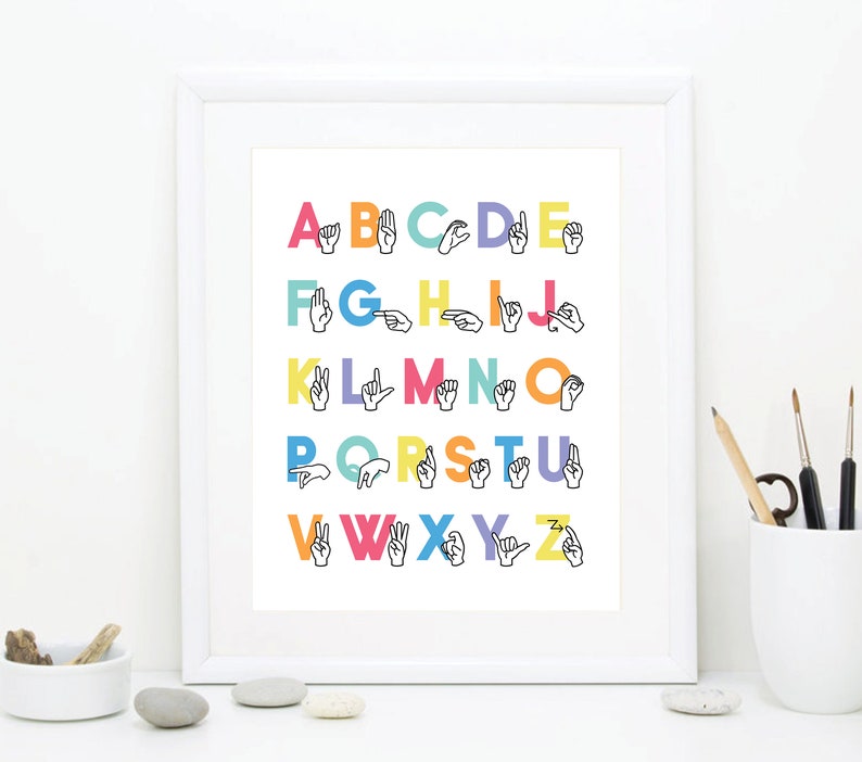 ASL Sign Language Alphabet Art - Modern Nursery Art - Alphabet ...