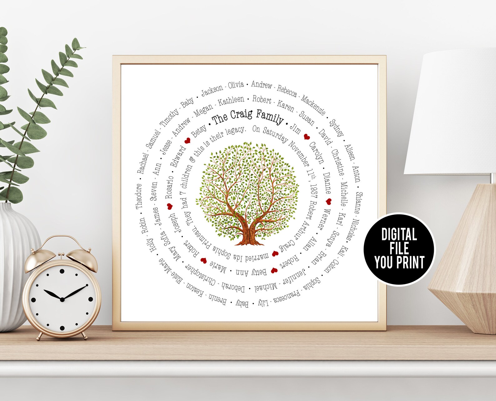 Family Tree Personalized Family Tree Printable Wall Art | Etsy