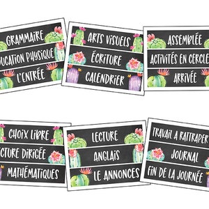 FRENCH Classroom Schedule PRINTABLE , Cactus Themed Classroom, Visual ...