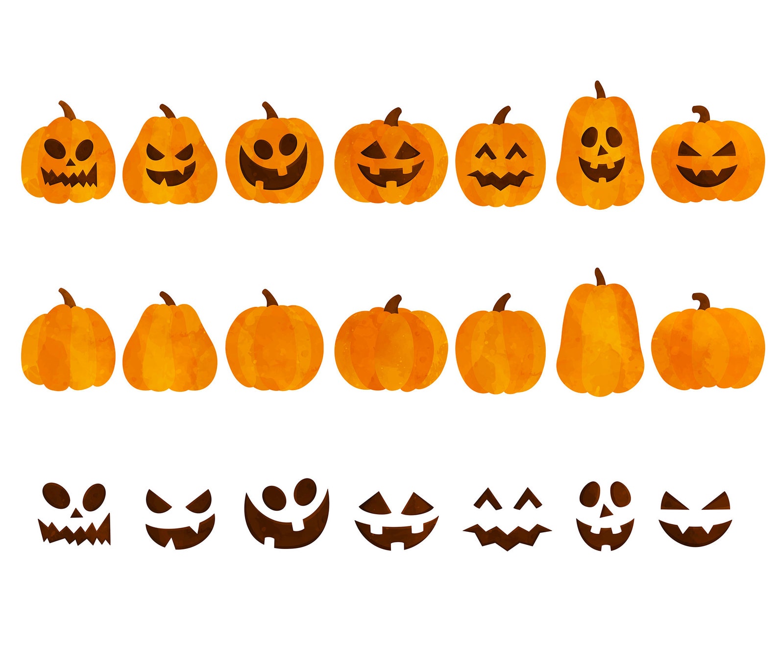 Spooky Halloween Pumpkin Clipart, Jack O'lantern Clip Art - Etsy