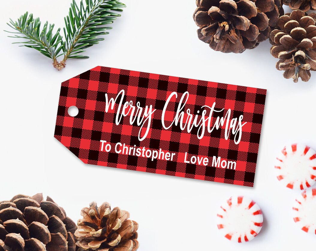 Buffalo Plaid Editable PDF Printable Christmas Gift Tags | Etsy