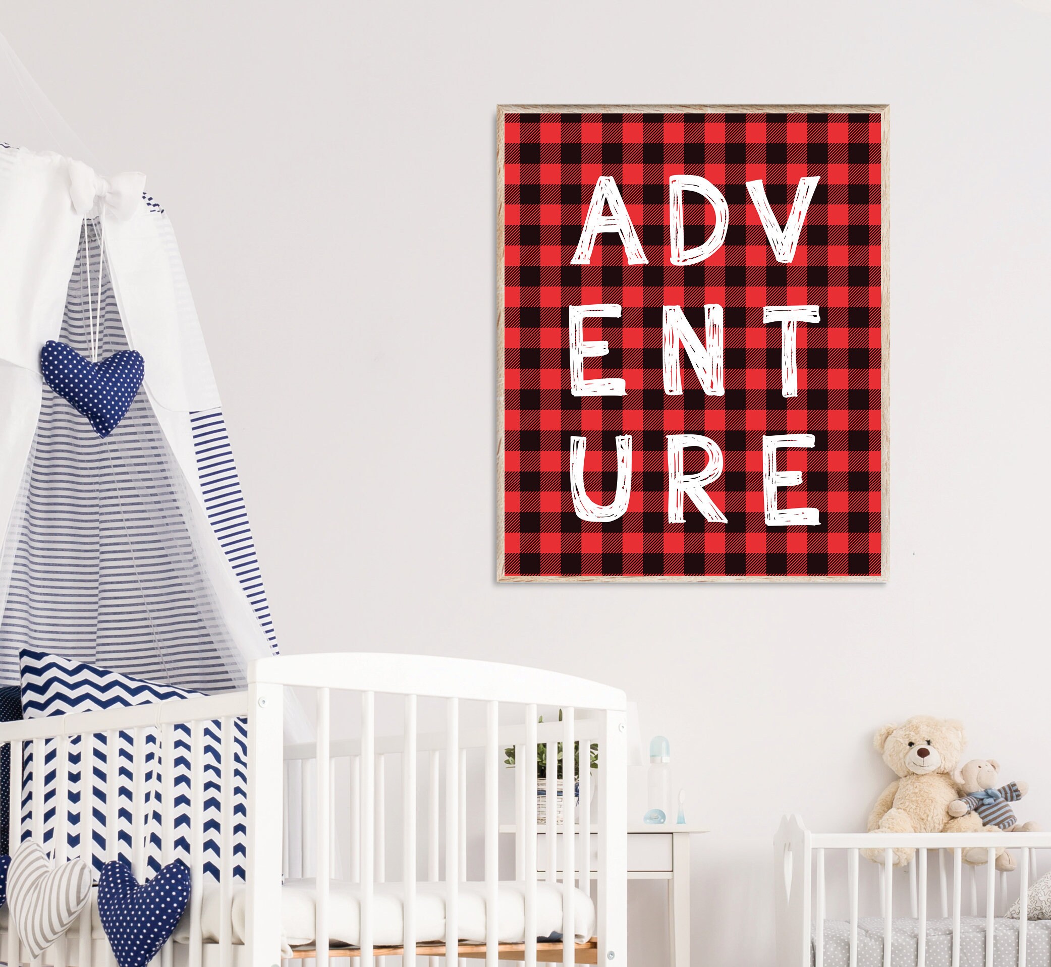 Buffalo Plaid Adventure Printable Art Farmhouse Playroom | Etsy