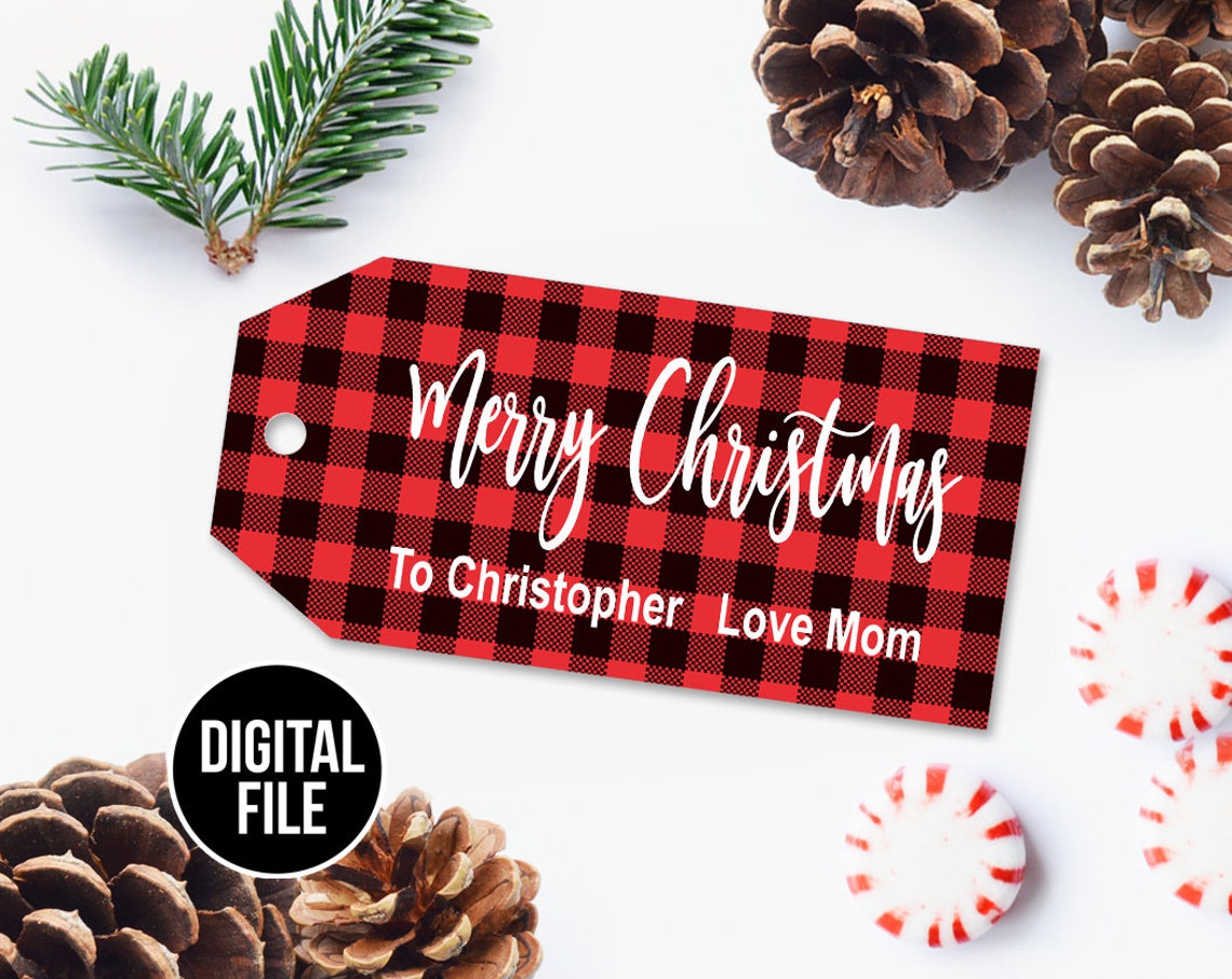 Buffalo Plaid Editable PDF Printable Christmas Gift Tags - Etsy