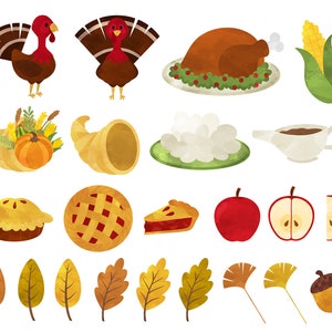 Thanksgiving Clipart Bundle, Cornucopia Clipart, Turkey Autumn Clipart ...