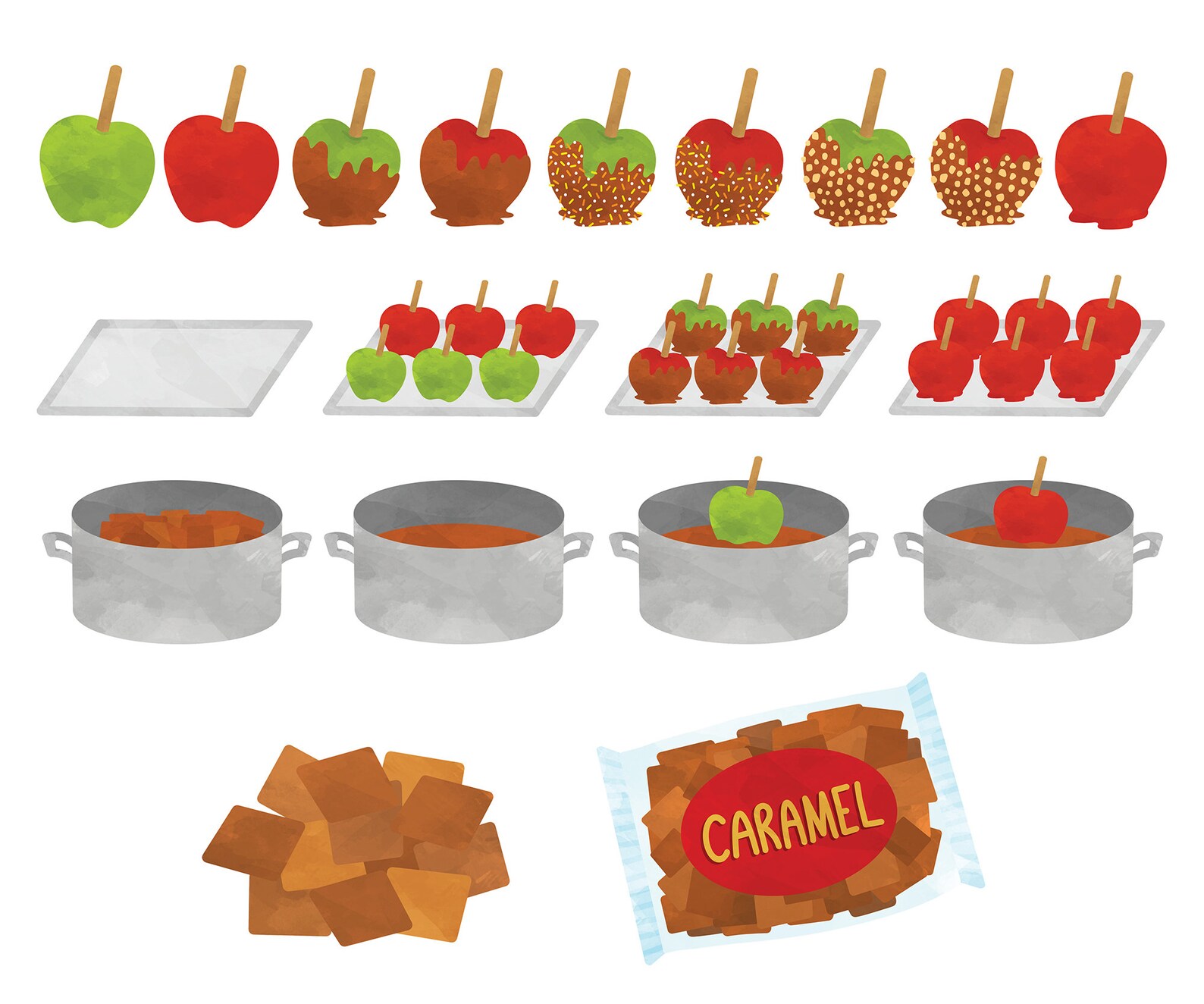 Candy Apples Clipart Bundle Caramel Apples Clipart Fall - Etsy