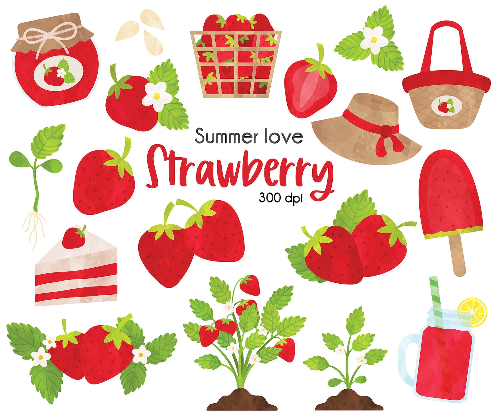 Hand-drawn Strawberry Clipart, Summer Treats Pngs - Etsy
