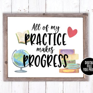 Classroom Decor Read Sign, Reading Practice Makes Progress, Classroom ...