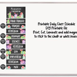 FRENCH Classroom Schedule PRINTABLE , Cactus Themed Classroom, Visual ...