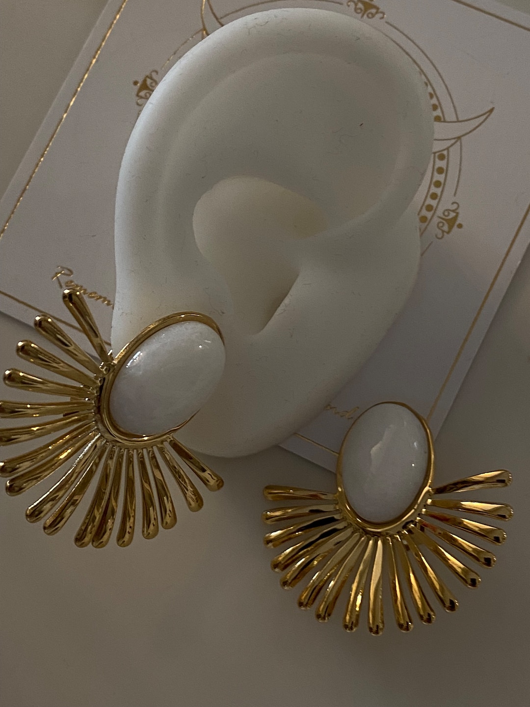 Vintage Style Statement Gold Earrings, Tarnish Free Retro Chic Gold ...