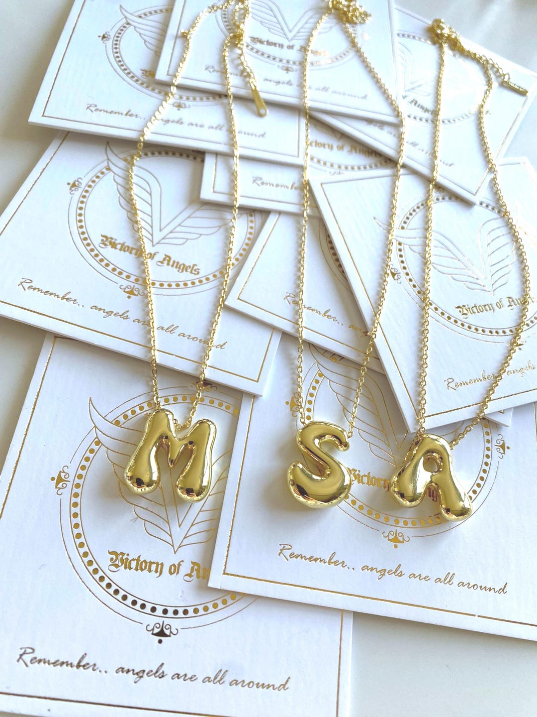Gold Bubble Letter Necklace | Stainless Steel Drip Initial Pendant ...