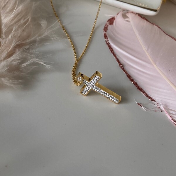 Gold Cross Necklace - Etsy
