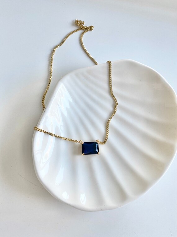 Buy Royal Blue Stone Stainless Steel Gold Necklace Pendant Fashion Gold Waterproof Crystal Blue Pendant Gift for Her Online in India Etsy