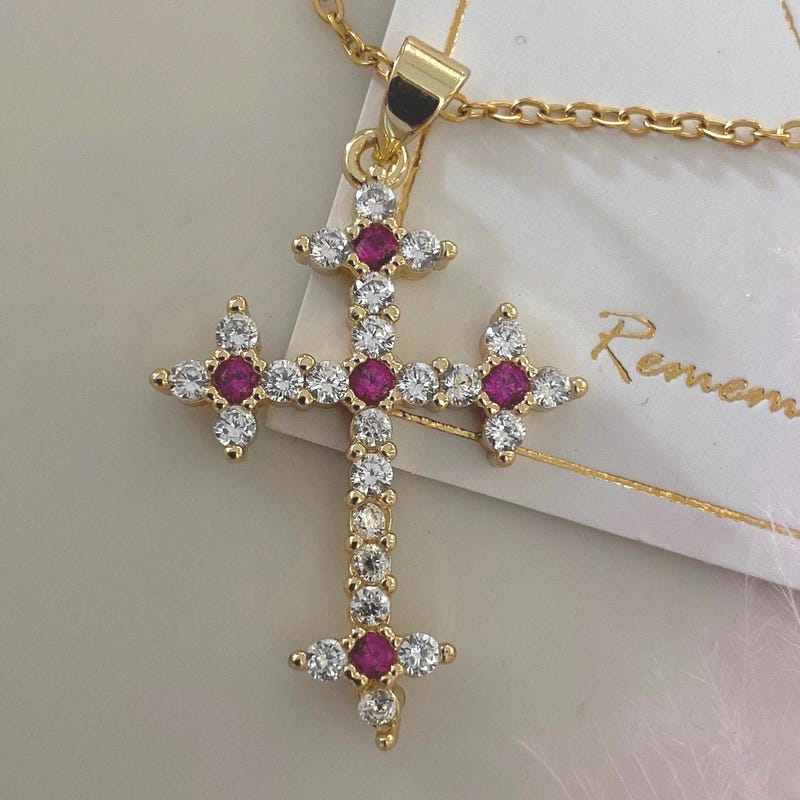 Pink Cross Necklaces - Etsy