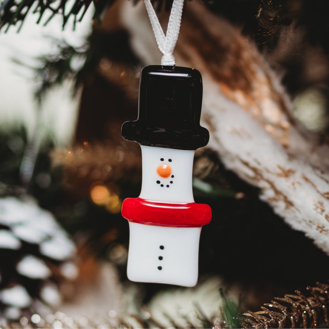Glass Snowman Tree Decoration - Etsy