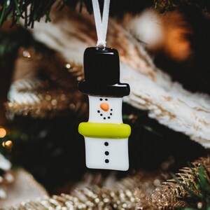 Glass Snowman Tree Decoration - Etsy