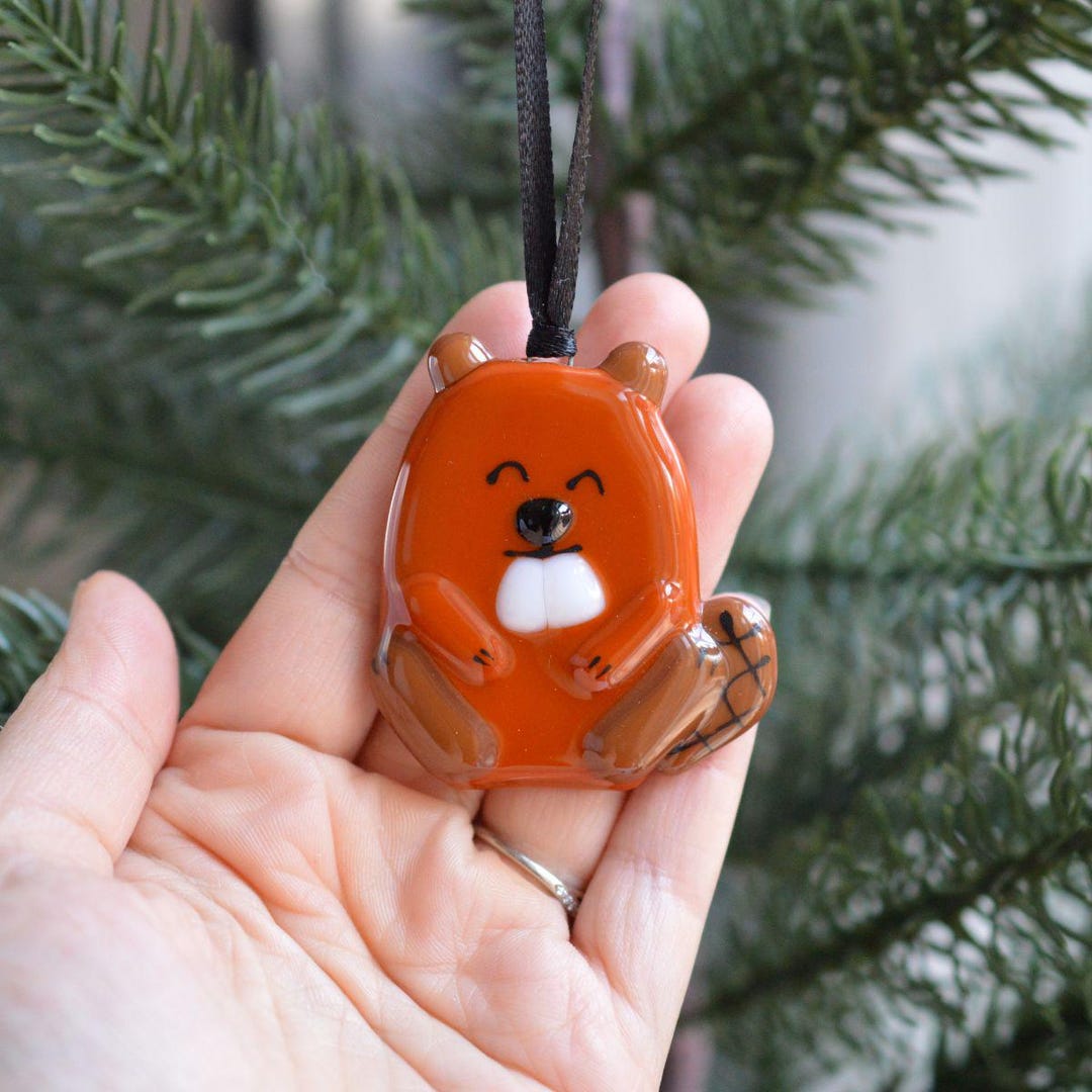 Beaver Hanging Christmas Tree Ornament Glass Christmas Decoration - Etsy