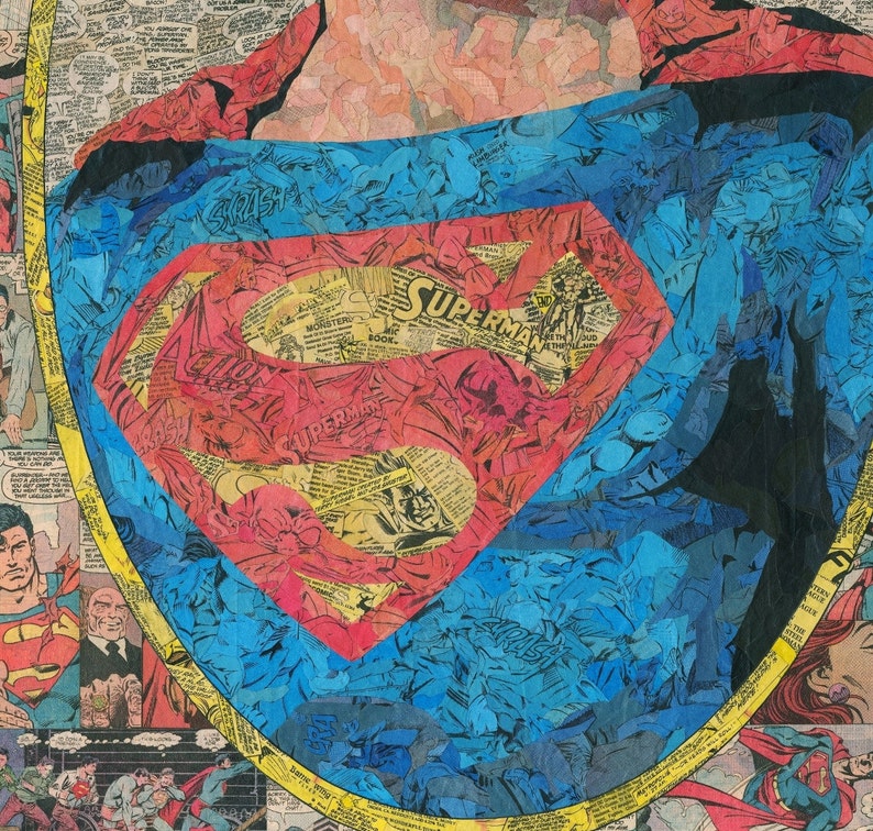 Christopher Reeve Superman Comic Collage - Giclee Print - Etsy