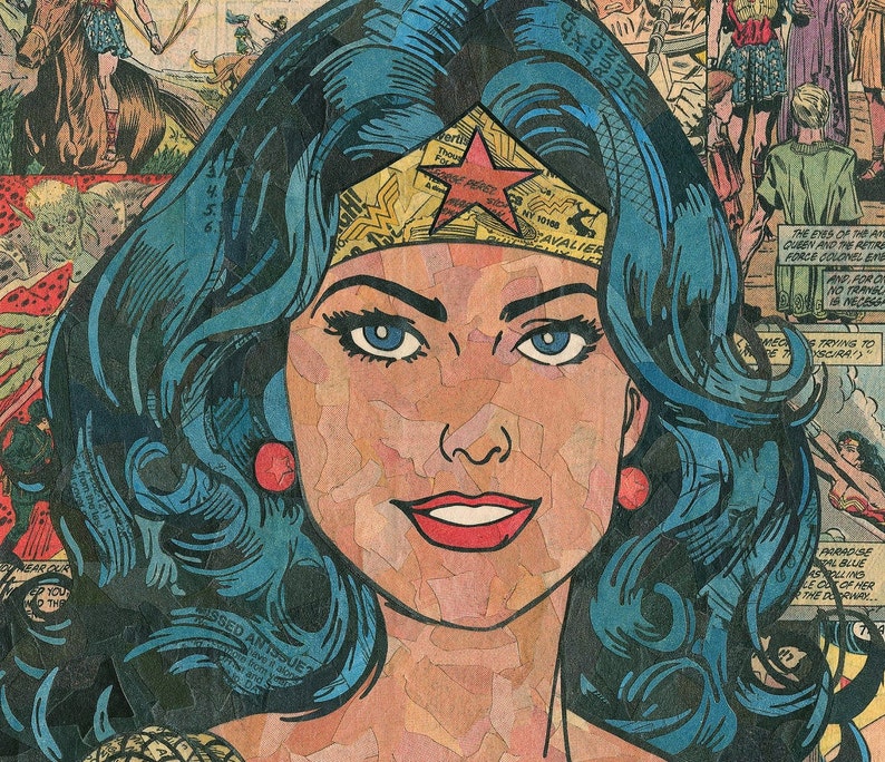 Wonder Woman Comic Collage Giclee Print Etsy