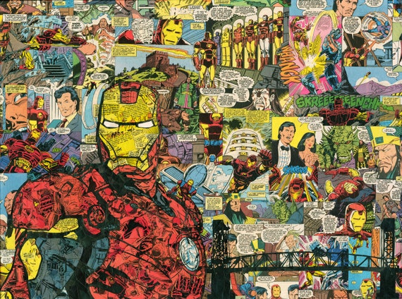 Collage comic Iron Man 18 x 24 - Etsy España