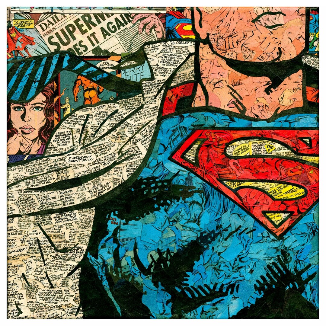 Superman Comic Collage Giclee Print - Etsy Portugal
